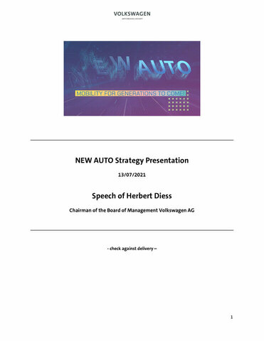NEW AUTO Strategy Presentation | Volkswagen Group