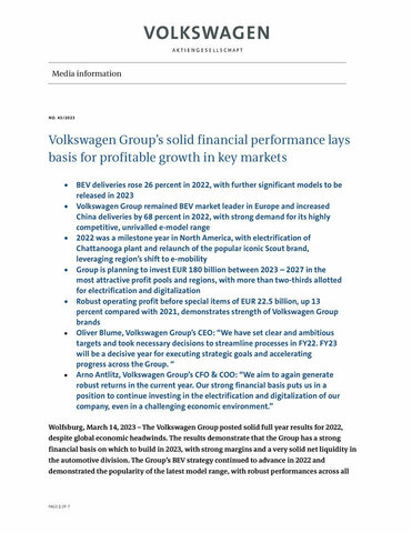 Annual Report & Full Year Results 2022 | Volkswagen Group
