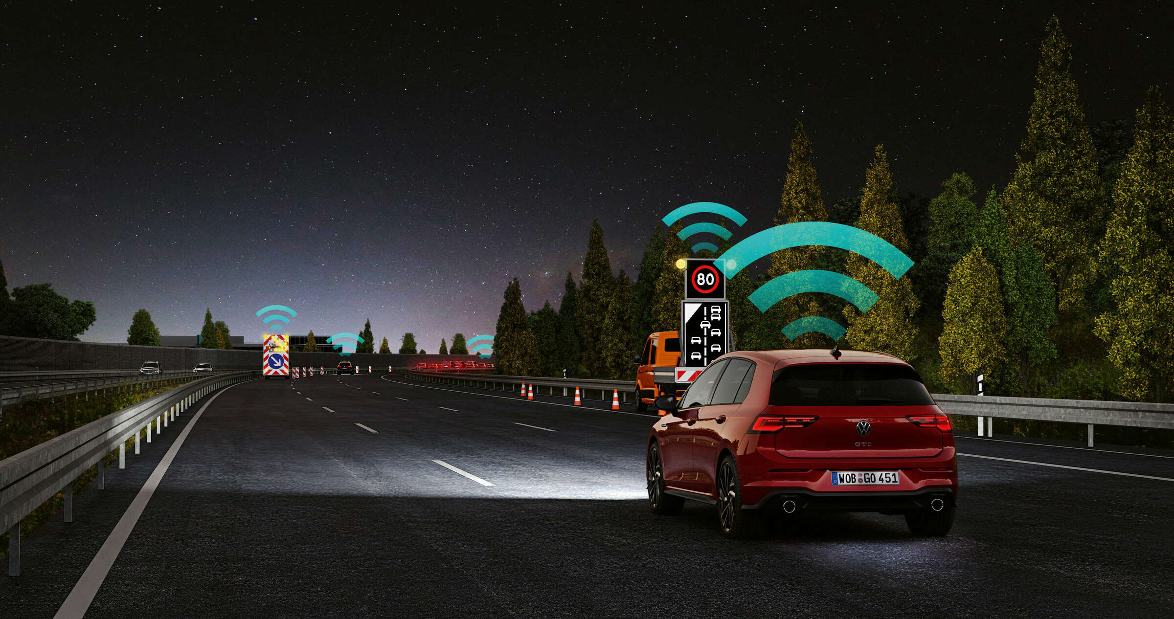 Traffic hazard alert (Car2X) | Volkswagen Newsroom